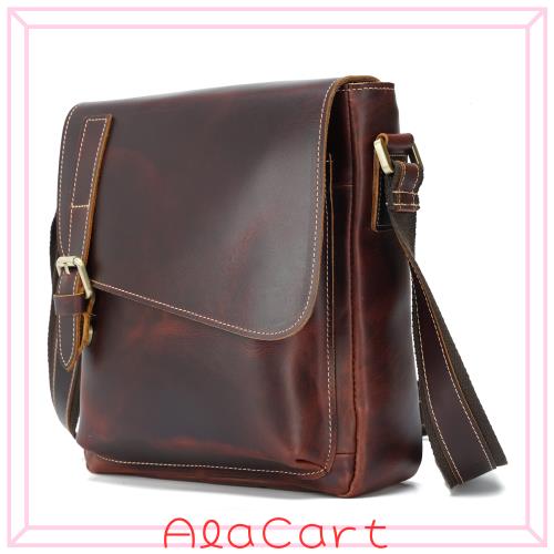 [Masa Kawa] 雅革 本革 ショルダーバッグ メンズ レザー 斜め掛けバッグ メッセンジャーバッグ 通勤 通学 旅行 育てる革鞄 ワインレッド