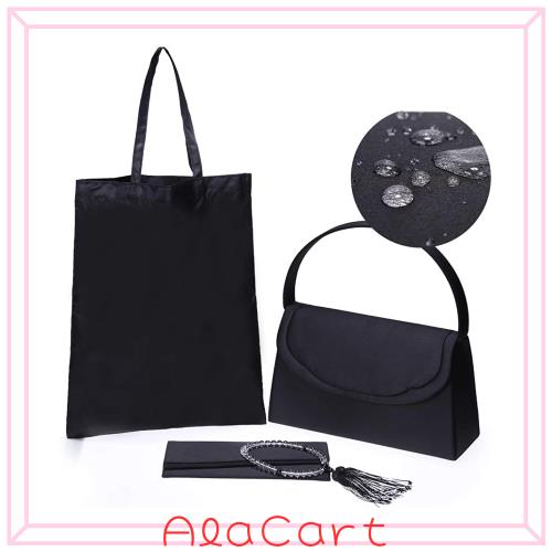 [NAACCI] フォーマルバッグ レディース 冠婚葬祭 結婚式 入学式 女性用 葬儀用 バッグ 袱紗 数珠 サブバッグ フォーマル 4点セット大容量