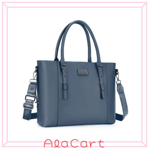 MOSISO 女性用 ラップトップトートバッグ、(17-17.3 インチ) 、防水 PUレザー 手提げ ショルダーバッグ(ピーコック ブルー)