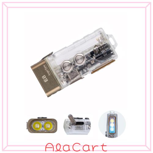 RovyVon E8 EDC 懐中電灯、700 高ルーメン USB C 充電式 LED キーチェーン 懐中電灯 超高輝度、Li-po または AAA 交換可能バッテリーで動