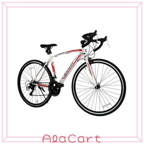 ロードバイク 自転車 700C シマノ14段変速 ドロップハンドル 2WAYブレーキシステム搭載 超軽量高炭素鋼フレーム 通勤 通学 ワイヤ錠・ラ