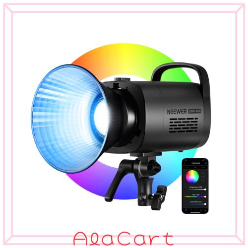 NEEWER CB60 RGB LEDビデオライト 70W 撮影ライト COBライト 2.4G/APP制御 撮影用照明 高輝度定常光 18000lux(1m) CRI97+/CCT/2700K-6500