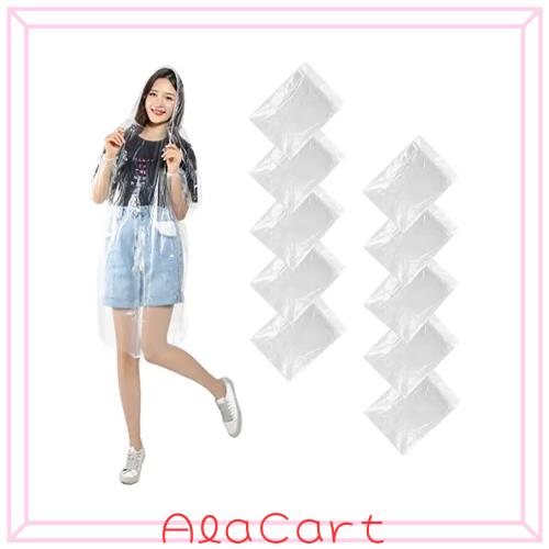 [AISHITE] レインコート 使い捨て 6枚入/10枚入/100枚入 レインポンチョ 透明 軽量 丈夫 コンパクト 自転車 旅行 学生用