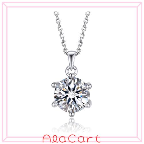[MomentWish] モアサナイト ネックレス レディース 1カラット モアッサナイト シンプル シルバー 925 ペンダント 誕生日 記念日 プレゼン
