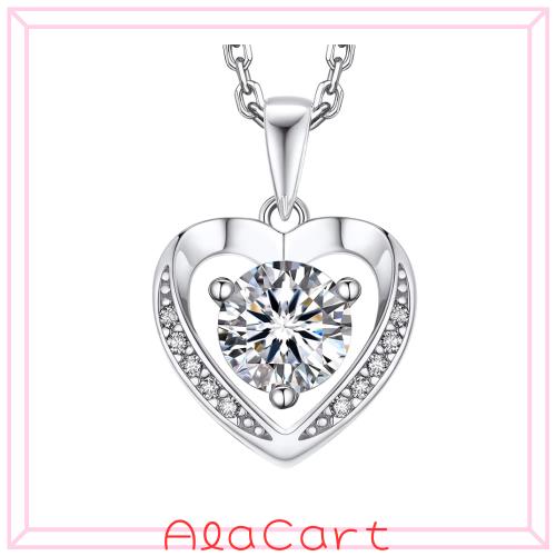 [MomentWish] ネックレス レディース ハート, 1 カラットモアサナイト ダイヤモンド アクセサリーレディース ジュエリー シルバーネック