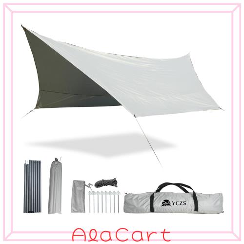 ヘキサタープ YCZS ヘキサ タープテント 6m*4.2m UVカット キャンプ用品 タープ 遮熱性 耐火性 耐水性優れ TC 延長テープ サンドベージュ