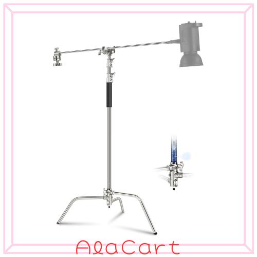 NEEWER Cスタンド ブームアームプロ 100%ステンレス鋼 エアクッション高耐久 写真ライトスタンド 最大高さ10.8ft/330cm 4.2ft/128cm保持