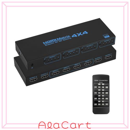 HDMIマトリックス 4入力4出力 4K@30Hz HDMIマトリックス スイッチャー HDMIマトリックス セレクター 4x4 IRリモコン付き 4画面 分配 HDMI