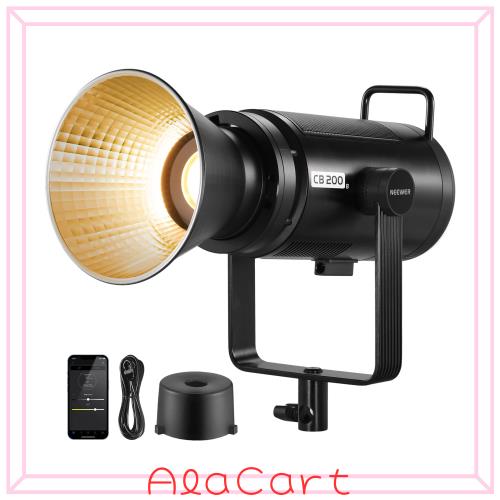 NEEWER CB200B 210W LEDビデオライト 2.4G＆APP制御 全金属製 COBライト 連続照明撮影ライト スタジオライト 定常光ライト 二色/2700K-650