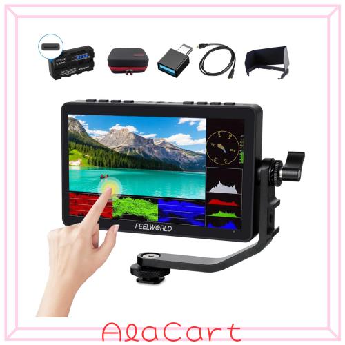 FEELWORLD F5 Pro V4 6インチデジタル一眼レフカメラフィールドモニターバンドル+バッテリー+キャリーケース+マイクロHDMIコード-3D LUT