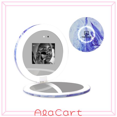 FENCHILIN 日焼け止めテスト用UVカメラ付きミラー コンパクトミラー 充電式 2倍拡大鏡付き LED付き 角度調整可能 明るさは調整できる ス