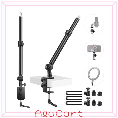 NEEWER カメラデスクマウントスタンド 225°傾斜＆360°回転 17.7”-24.8”卓上デスクトップライトスタンド Cクランプ ボールヘッド リング