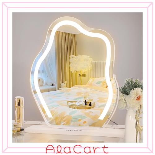 FENCHILIN 女優ミラー ライト付き 鏡 卓上 ハリウッドミラー 卓上ミラー 卓上鏡 化粧鏡 女優鏡 led ミラー 三色照明モード 無段階調光 10