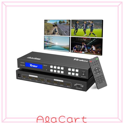 4K HDMI マトリックス スイッチ 4x4、4K@30Hz HDMI マトリックス 切替器分配器 4入力 4出力 バックリット ボタン HDCP、EDID管理、RS232