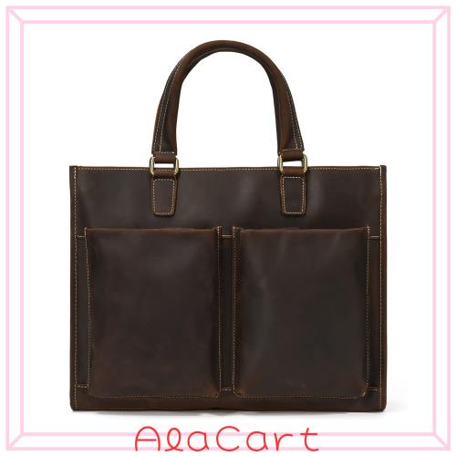 [Luufan] ブリーフケース メンズ 本革 ビジネスバッグ レトロ 14インチPC対応 男性用 レザー 手提げバッグ 通勤用 2WAY 牛革 肩掛けバッ