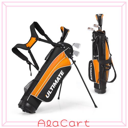 GYMAX 子供用 ゴルフ クラブセット ゴルフセット ゴルフクラブ一式セット クラブ4本 右利き用 軽量設計 カバー付き キャディバック付き