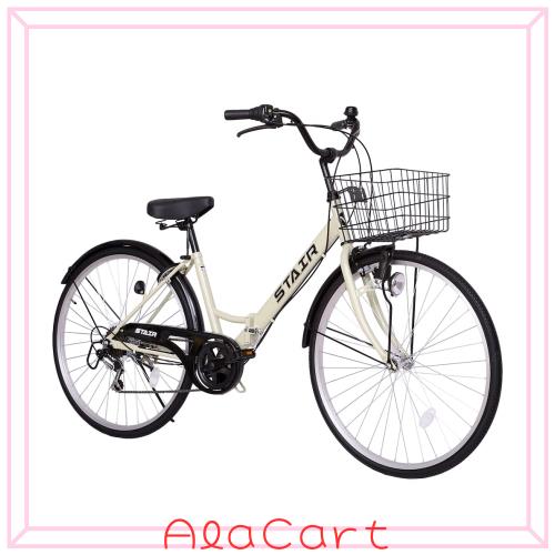 折りたたみシティサイクル 折りたたみ自転車 シマノ製6段変速 26インチ 前カゴ付き 自転車 ダイナモライト付き 後輪サークル錠 折畳機能