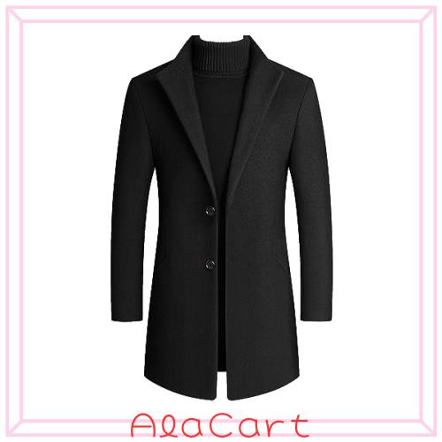 [JausQarq] メンズ チェスターコート ウールコート メルトン ロングコート 立ち襟 厚手 防寒 無地 ビジネス 通勤 紳士服 アウター おしゃ