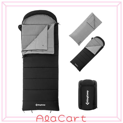 KingCamp 寝袋 シュラフ 冬用 封筒型 取り外し可能 2レイヤー 3.4kg スリーピングバッグ 布団 ブランケット コンパクト 撥水加工 快適温