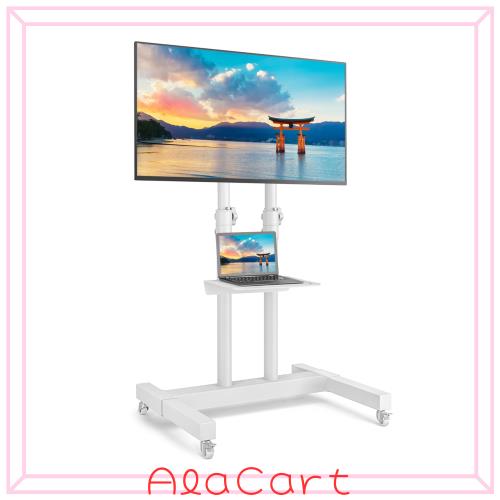 Rfiver テレビスタンドキャスター付き tvスタンド テレビスタンドハイタイプ 二重支柱設計 32~75インチ対応 高さ調節可能 棚付き 移動式