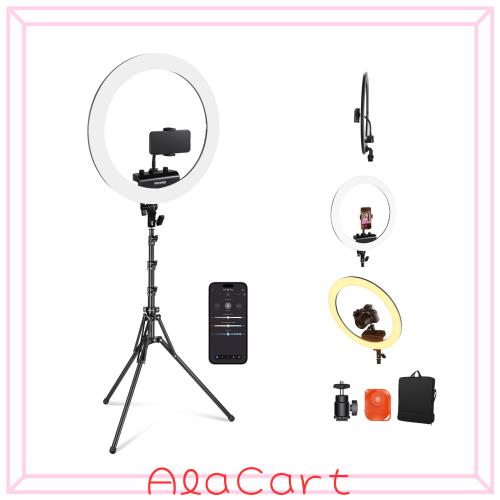 NEEWER プロな18インチリングライトとスタンドキット 女優ライト スマホホルダー付属 超薄型 ソフトな照明ライト 45W 2900K-7000K TLCI98