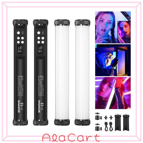 SOONPHO P13 撮影用 スティックライト RGBビデオライト LEDチューブライト フルカラー 2500-8500K色温度 FXモード 記憶機能 4000mAh充電