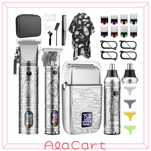 GSKY バリカンセット 往復式シェーバー 電動バリカン 鼻毛カッター USB充電式 LED表示 自動研磨 低騒音 ヒゲトリマー 家庭 業務 ショート