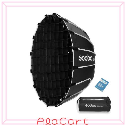 GODOX QR-P60T ソフトボックス 60CM パラボリック クイックセット 柔らかい箱 ハニカムグリッド付き 折りたたみ 収納バッグ付き Bowensマ