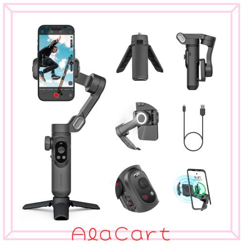 AOCHUAN SMART X PROスマホジンバル折りたたみ式手持スタビライザー ズームボタンOLED画面LEDライト調光可能AndroidスマホとiPhone 15/14