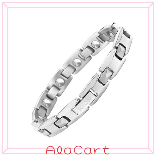 [KYOSI] ゲルマニウムブレスレット メンズ メンズチタンレギュレーター付き男性用静電気除去 (シルバー-2)