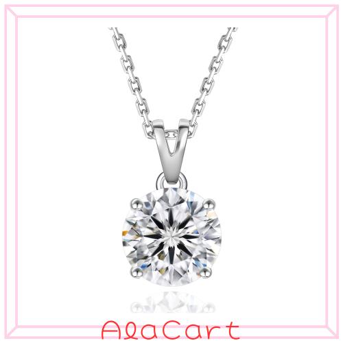 KRKC＆CO ネックレス レディース 一粒ダイヤ モアッサナイト 2.0カラット Dカラー＆VVS1 4本爪キラキラジュエリー シルバー925 金属アレル