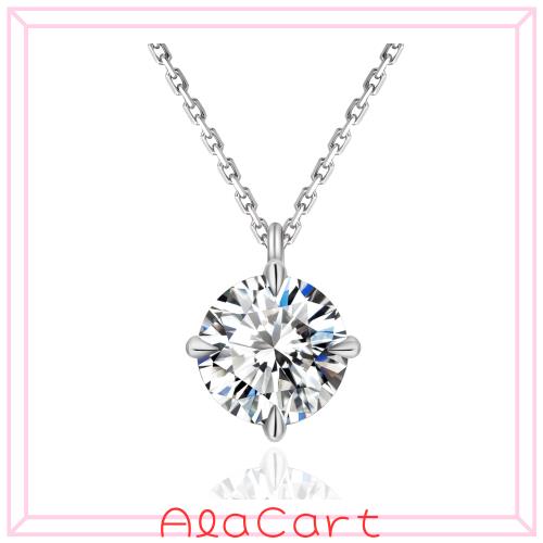 [KRKCLIFE] モアッサナイト ネックレス レディース 一粒 ダイヤ ネックレス 1ct モアサナイト ペンダント S925 シルバー ネックレス チェ