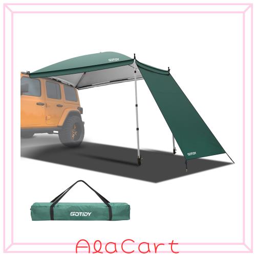 GOTIDYカーサイドタープ ワンタッチ 車 タープ テンションポール伸縮版 サイドタープ サイドオーニング キャンプ 4~6人用 UV加工済 210Ｄ