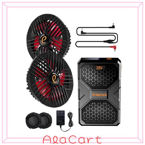 ファンバッテリーセット【28V高出力 30000mAh大容量】 暴風ファン コンパクト 軽量 大画面LED液晶ディスプレイ搭載 4段階風量調節 多種カ