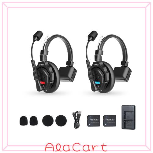 SYNCO XTALK X2 ワイヤレスインカムヘッドセットシステム, 2人対応 全二重ワイヤレスインカム 3.5mm音声モニタリング AECノイズキャンセ