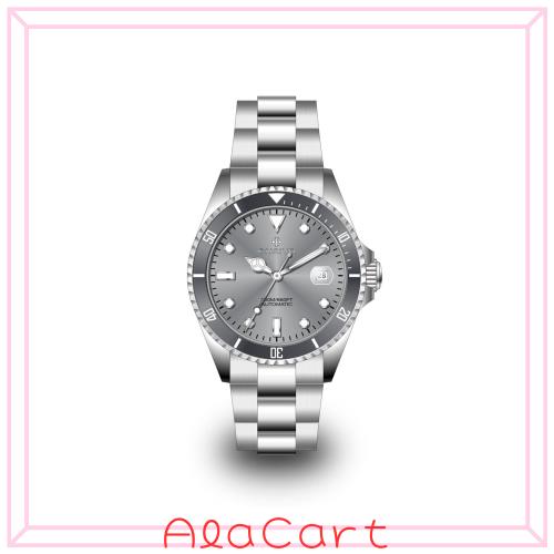 ENRIVA メンズ 200m 防水 ダイバー 自動巻き 腕時計 ステンレススチールバンド プロ 日本製自動巻き腕時計 男性用 3針日付カレンダー付き