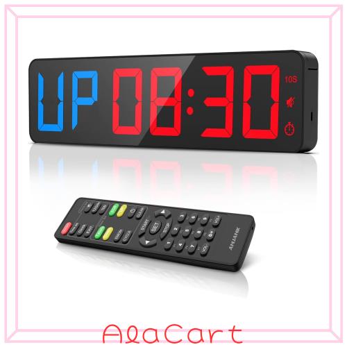 ANJANK 15”LED大型デジタルスポ-ツタイマ-壁掛け時計、インタ-バルワークアウト、ストップウオッチ、カウントアップ、カウントダウン、ア