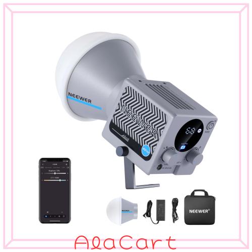 NEEWER HS60B ミニビデオライト 定常光ライト APP制御 60W 手持ち 軽量 二色 COB LED連続出力照明 撮影用ライト 35000lux/1m 2700-6500K