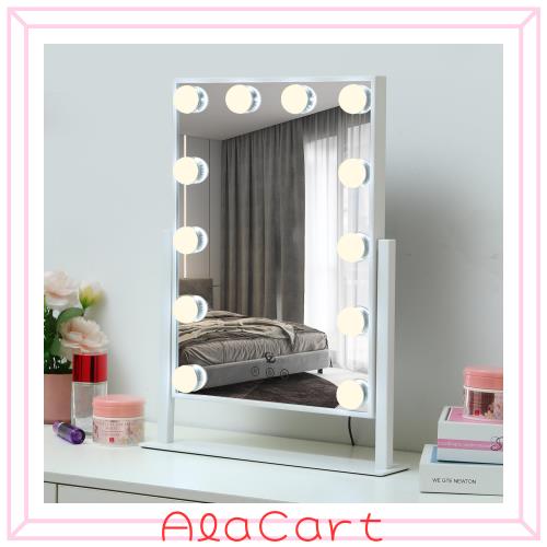 化粧鏡 女優ミラー メイク 卓上鏡 ライト付き 卓上ミラー LEDミラー ハリウッドミラー 12個 ハリウットLED電球付き 明るさ調節可能 無段