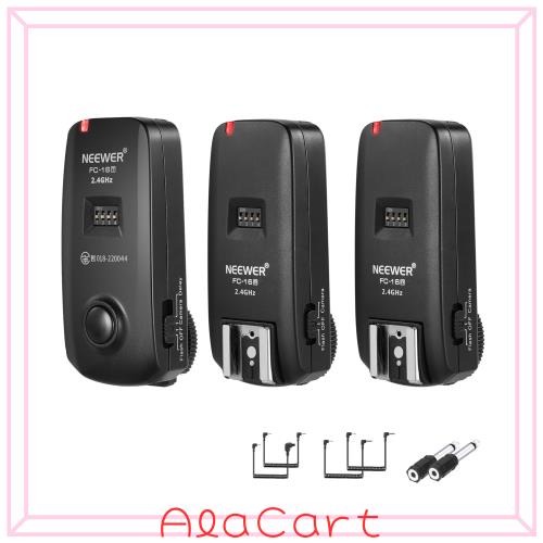NEEWER FC-16 3in1 2.4G 16チャネルワイヤレスリモートフラッシュトリガー 受信機2個付き コンパチブル Rebel T3 XS T4i T3i T2i Xsi EOS