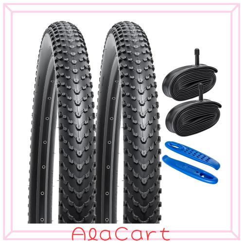 YunSCM 2本セット,24 2.4 タイヤ,24x2.40 60-507 自転車タイヤ + チューブ 米式バルブ32mm +タイヤレバー,適用 24インチ 2.40 マウンテン