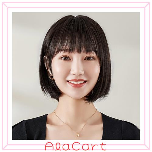 HAIRCUBE 医療用ウィッグ 人毛100 フルウィッグ ショートボブ 手植え I型つむじ 超リアル 女性用 かつら レディース 前髪 自然 人気 ブラ