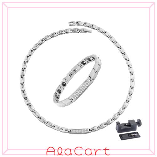 [はち] 純チタン ゲルマニウムブレスレットとネックレス レディース 磁気 ブレスレット ネックレス 静電気除去 ゲルマニウム セット ジュ