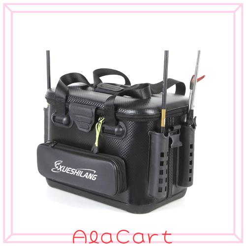 SIMCAT 多機能EVAタックルバッカン ロッドホルダー付 タックルバッグ フィッシングバッグ 釣り道具 タックルボックス ブラック ホワイト