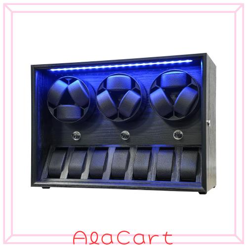 ORYX ワインディングマシーン 腕時計自動巻き上げ機 ウォッチワインダー 9本巻き 7本収納 時計ケース 自動巻き 調整可能クッション LEDラ