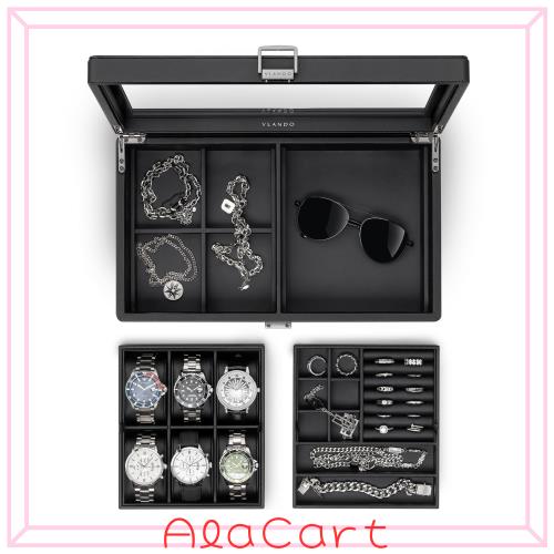Vlando 腕時計ケース PU製 男性 収納ボックス アクセサリーケース アクセサリー 収納 誕生日プレゼント