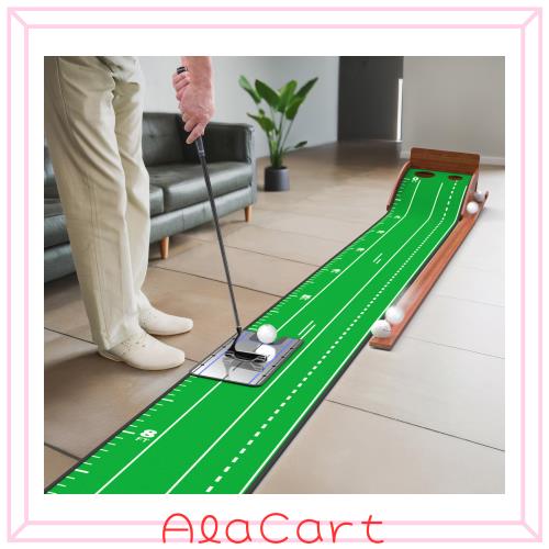 SAPLIZE パッティングマット 自動ボールリターン付き、パッティングミラー付きゴルフ練習用パッティンググリーン、屋内外用ポータブルパ