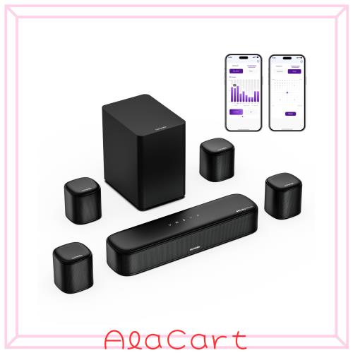 ULTIMEA 7.1ch サウンドバー テレビ用 Dolby Atmos 350W BassMX搭載サブウーファー＆サラウンドスピーカー付き HDMI eARC/Bluetooth/光/A