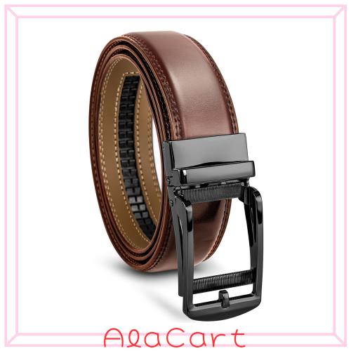 [GOLDLEMON] ベルト メンズ 紳士用ベルト 穴なし 大きいサイズ 無段階調節 オートロック式 本革 使いやすい ビジネス カジュア スーツベ