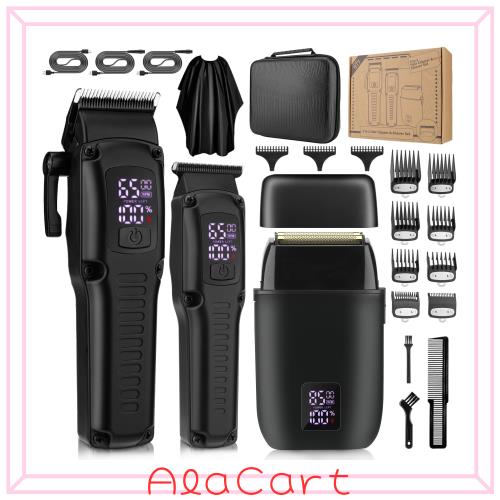 GSKY 電動バリカンセット ヘアカッター 往復式シェーバー メンズシェーバー USB充電式 LCD表示 自動研磨 メンズバリカン ひげそり 低騒音